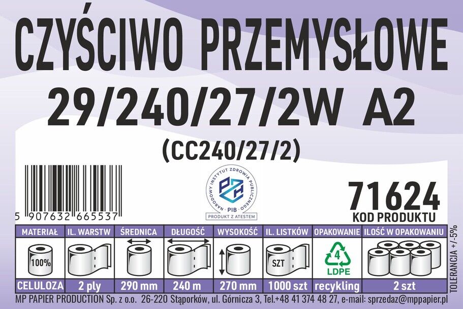 MP Papier. Producent artykułów higienicznych. Producent papieru toaletowego, czyściwa przemysłowego.